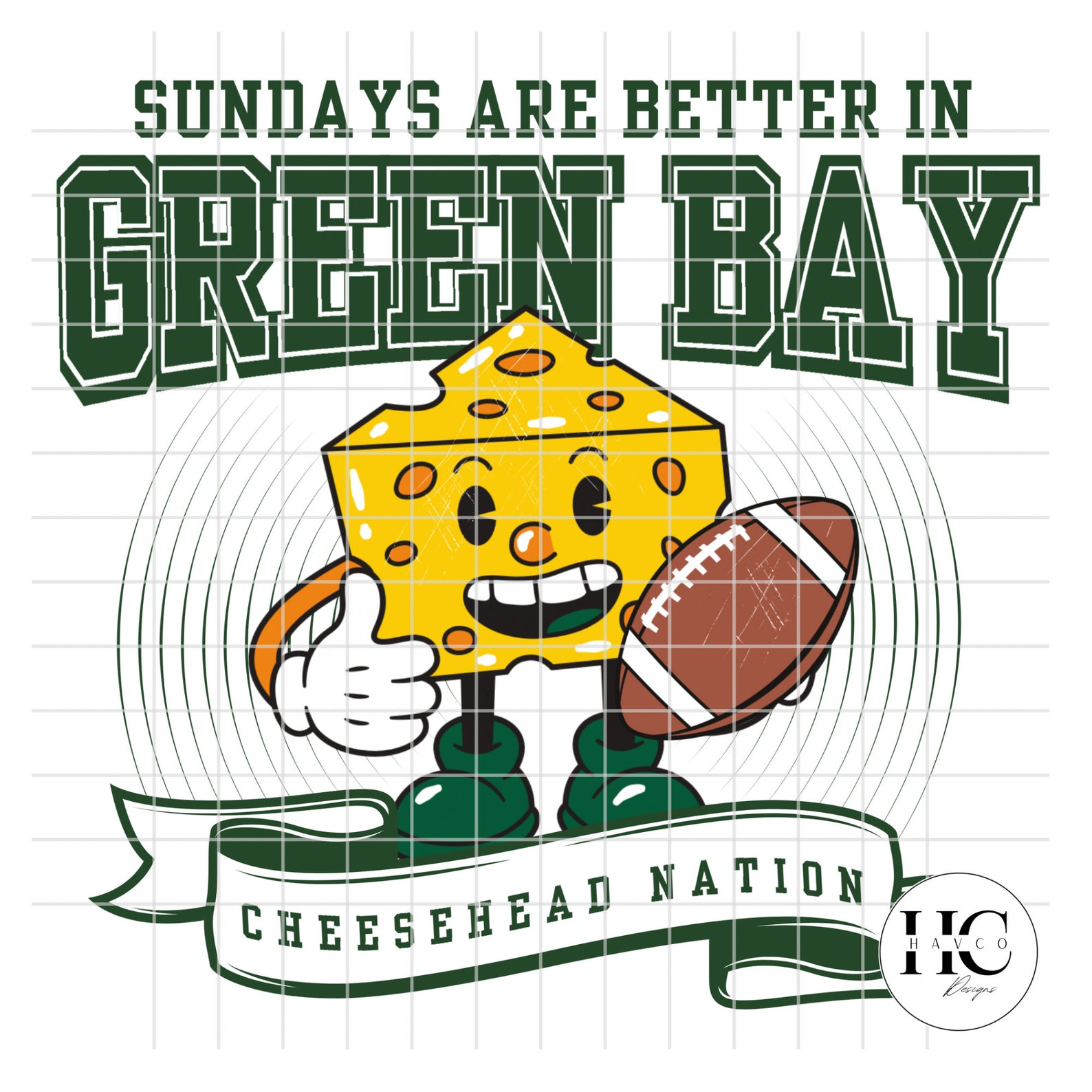 Green Bay Football PNG, American Football, Cheesehead PNG, Vintage ...