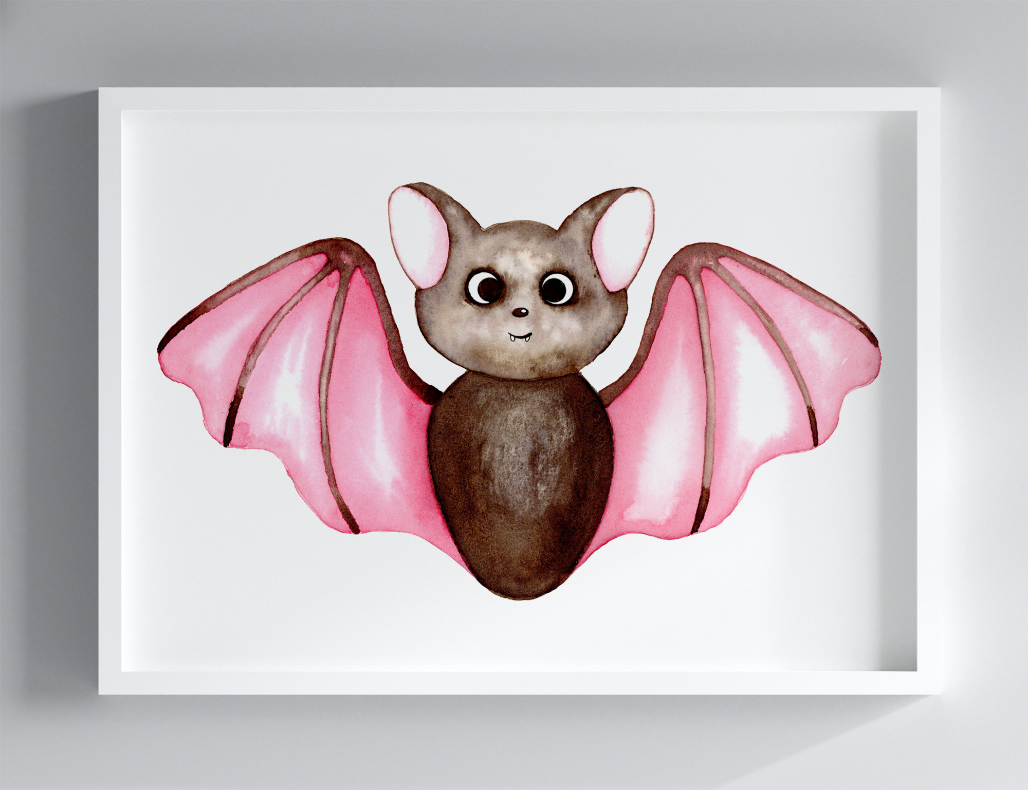 Baby Bat Printable Nursery Wall Art Cute Pink Brown Bat Wall Decor ...