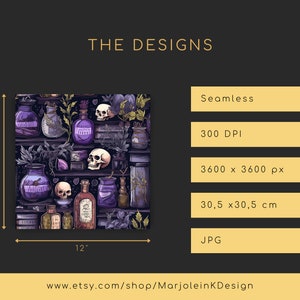 Witchy Spells and Potions Digital Paper, Seamless Witch Pattern ...