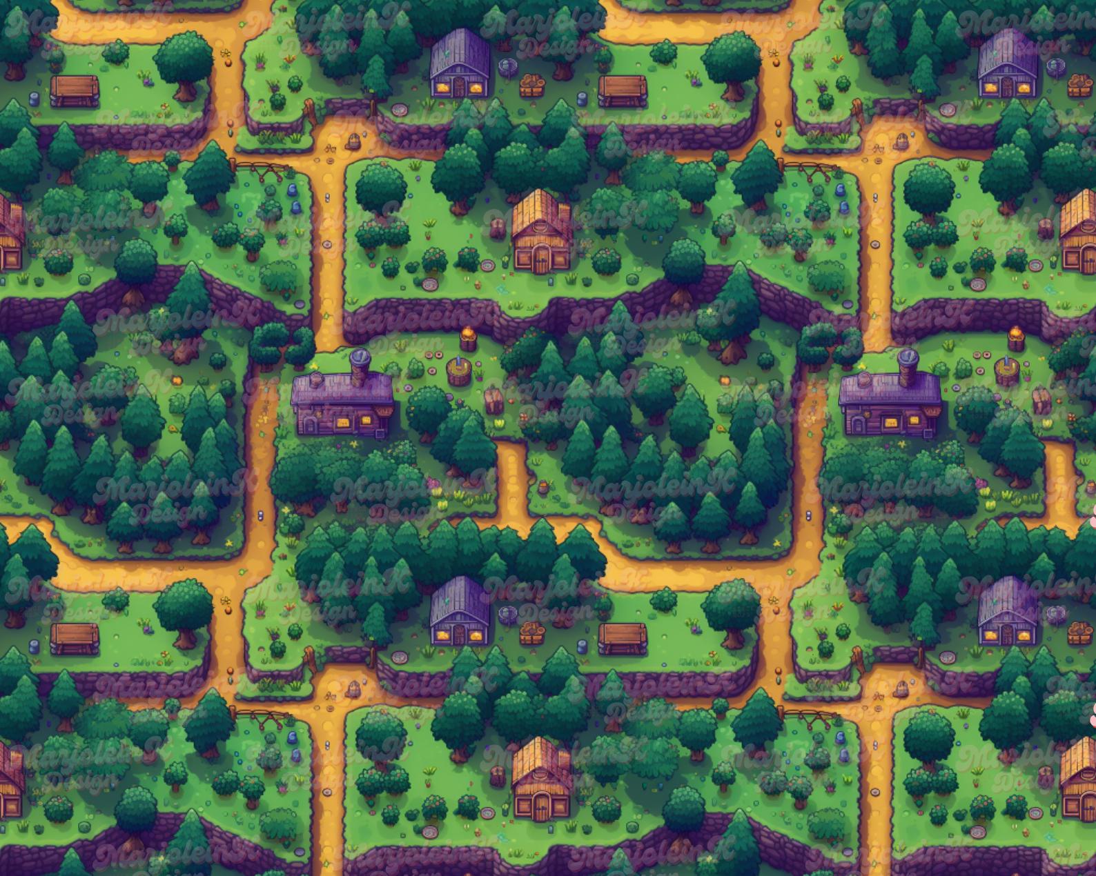 Stardew Valley Inspired Seamless Pattern, Seamless Digital Paper, Pixel ...