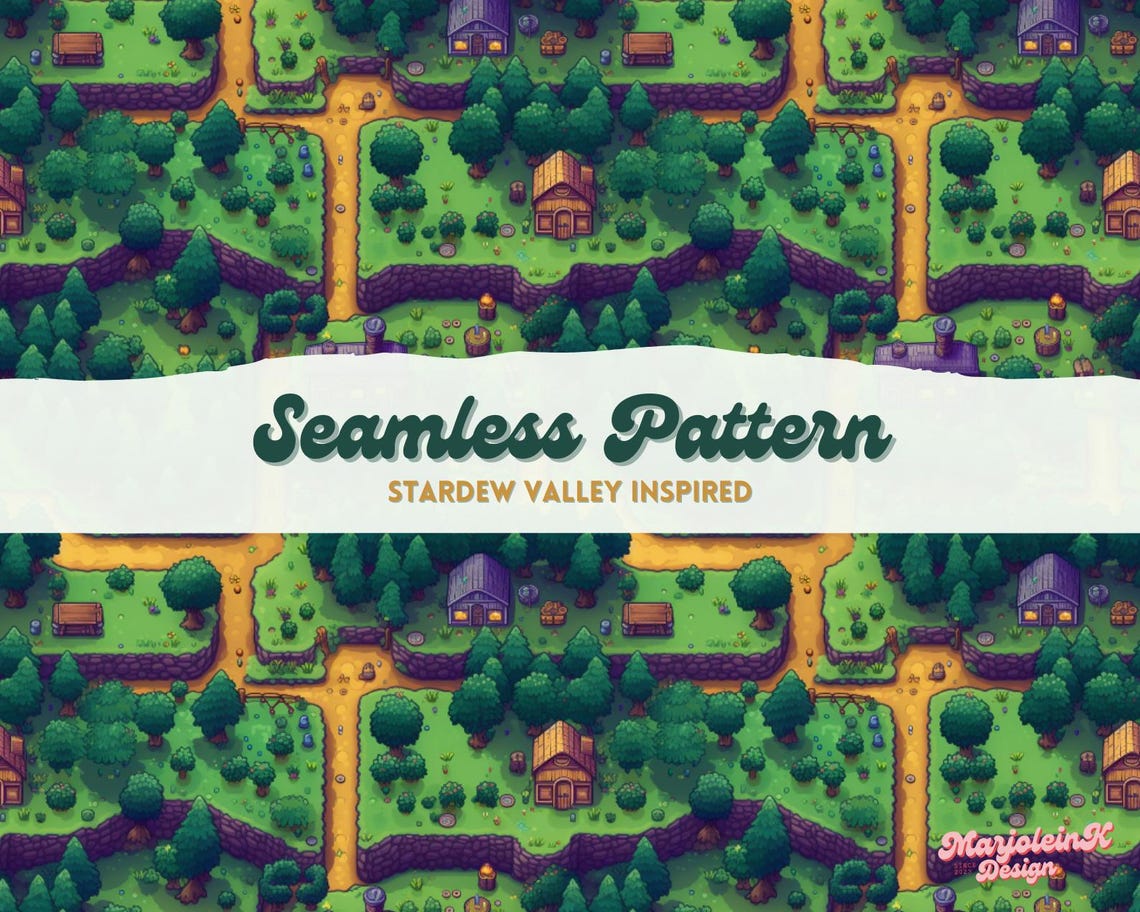 Stardew Valley Inspired Seamless Pattern, Seamless Digital Paper, Pixel ...