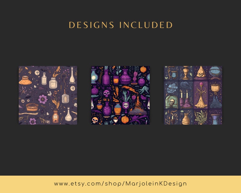 Witchy Spells and Potions Digital Paper, Seamless Witch Pattern ...