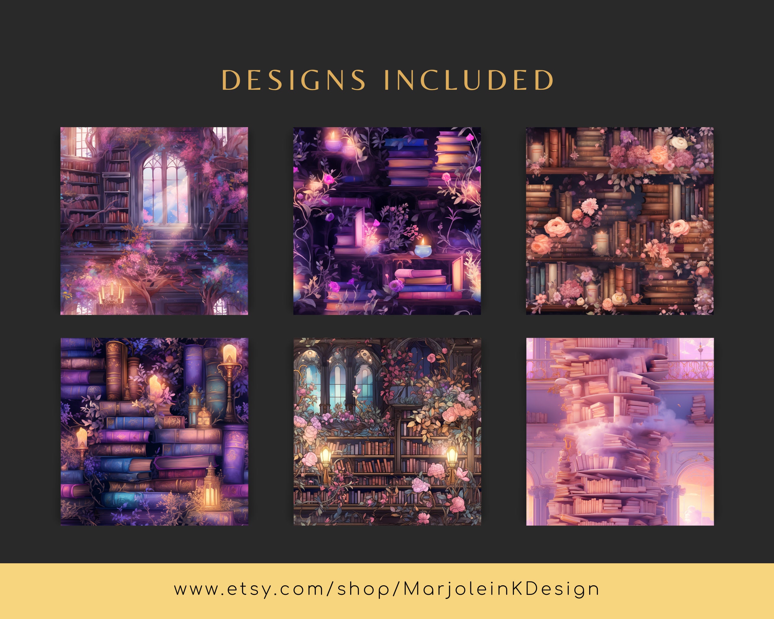 Fantasy Romance Books Digital Paper , Books Seamless Pattern, Digital ...