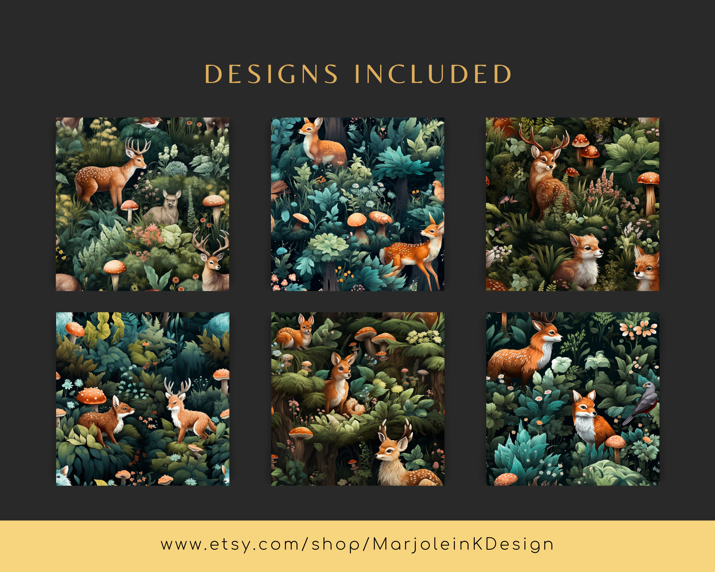 Forest Animals Digital Paper, Seamless Design, Cute Animal Seamless ...