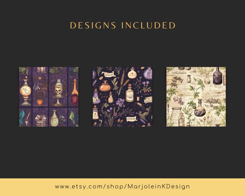 Witchy Spells and Potions Digital Paper, Seamless Witch Pattern ...