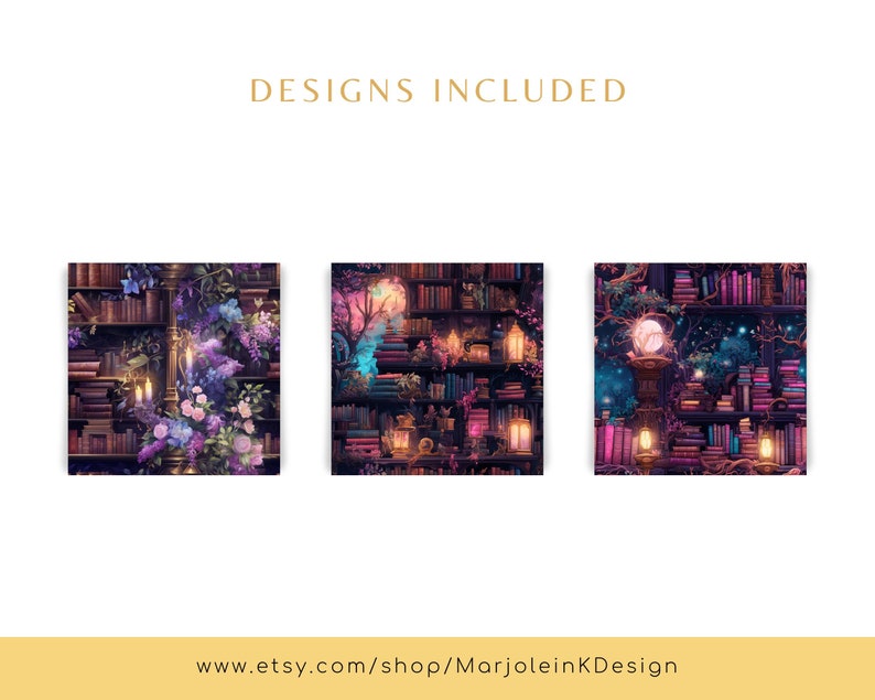 Fantasy Romance Books Digital Paper , Books Seamless Pattern, Digital ...