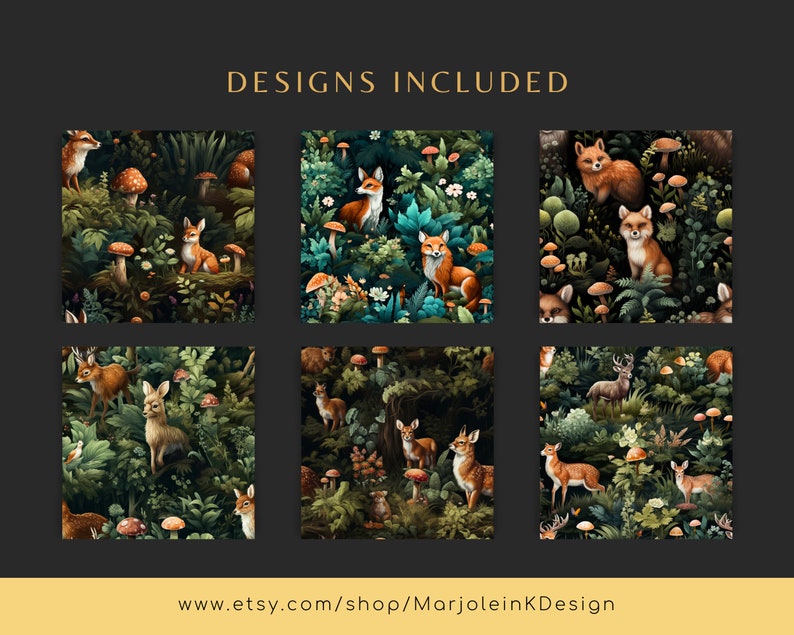 Forest Animals Digital Paper, Seamless Design, Cute Animal Seamless ...