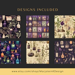 Witchy Spells and Potions Digital Paper, Seamless Witch Pattern ...