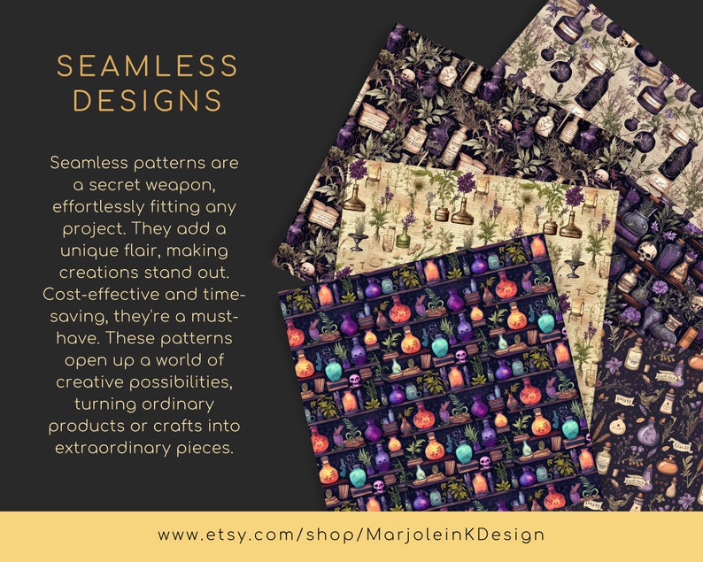 Witchy Spells and Potions Digital Paper, Seamless Witch Pattern ...