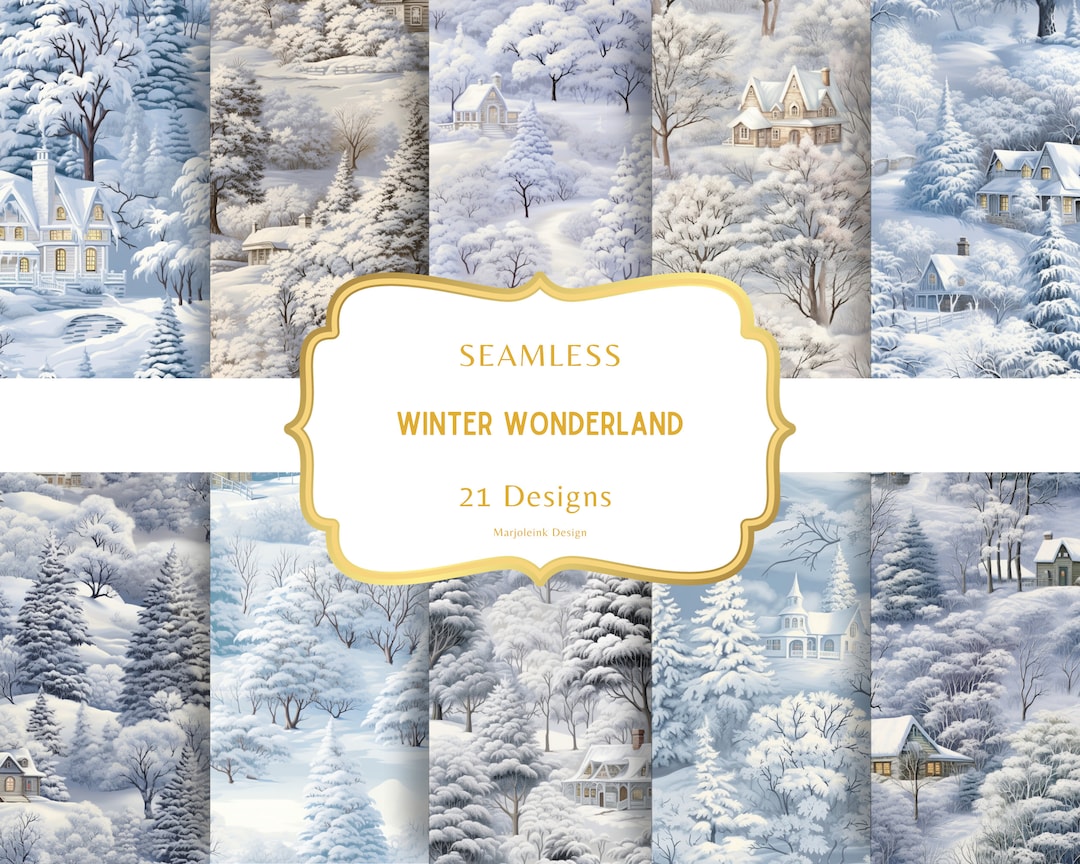 Winter Wonderland Digital Paper, Seamless Winter Pattern, Snow Scene ...