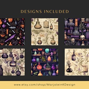 Witchy Spells and Potions Digital Paper, Seamless Witch Pattern ...