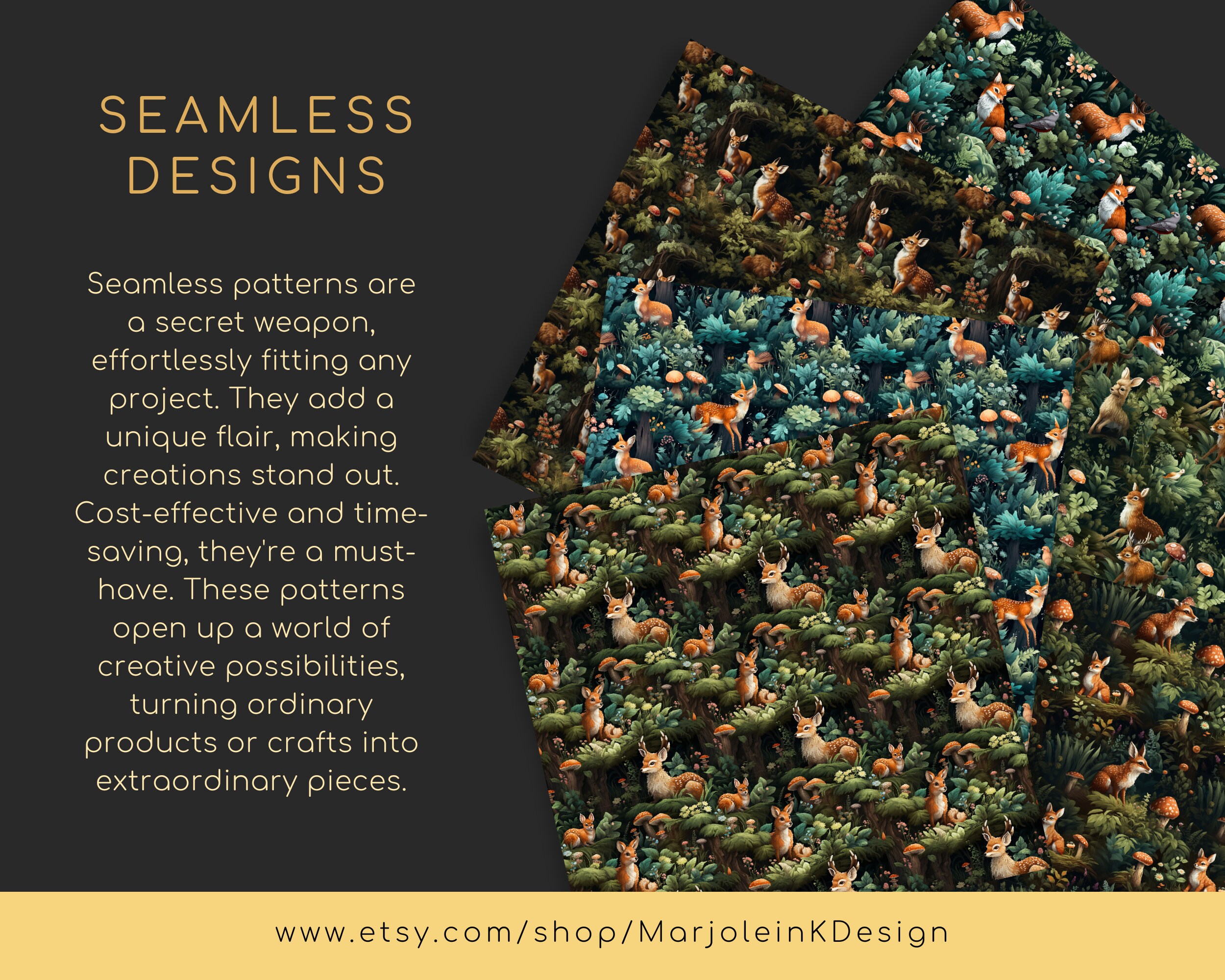 Forest Animals Digital Paper, Seamless Design, Cute Animal Seamless ...