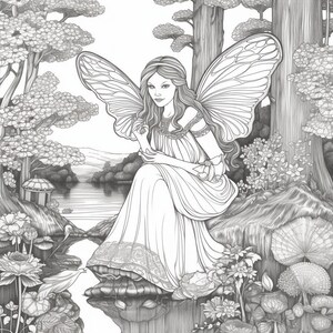 Enchanted Fairy Princess Coloring, Digital PDF Download, Magical Art ...