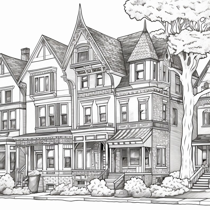 Architectural Wonders Coloring, Digital PDF Download, Building Art ...