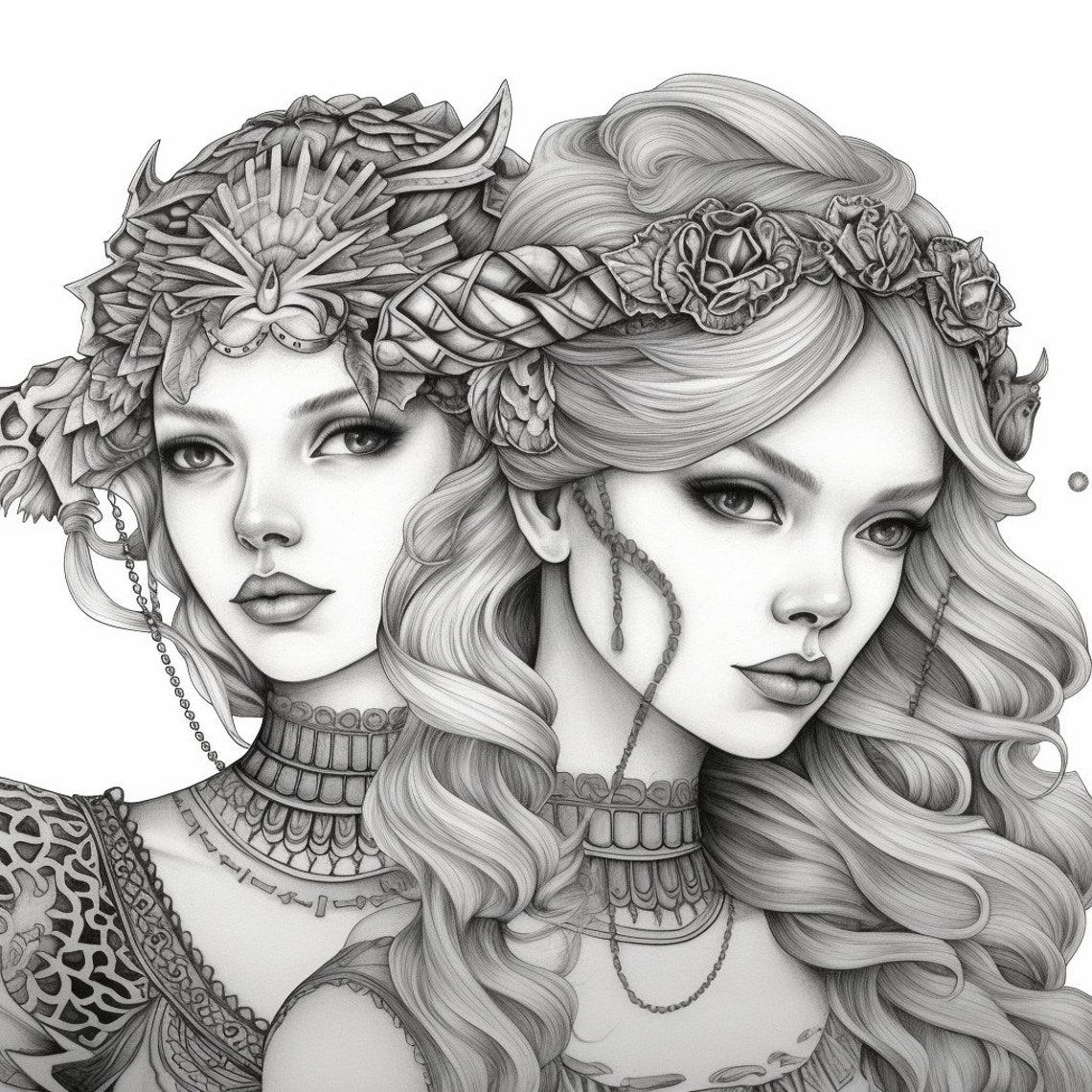 Magna Women Coloring, 17 Powerful Female Pages, Dynamic Character Art ...