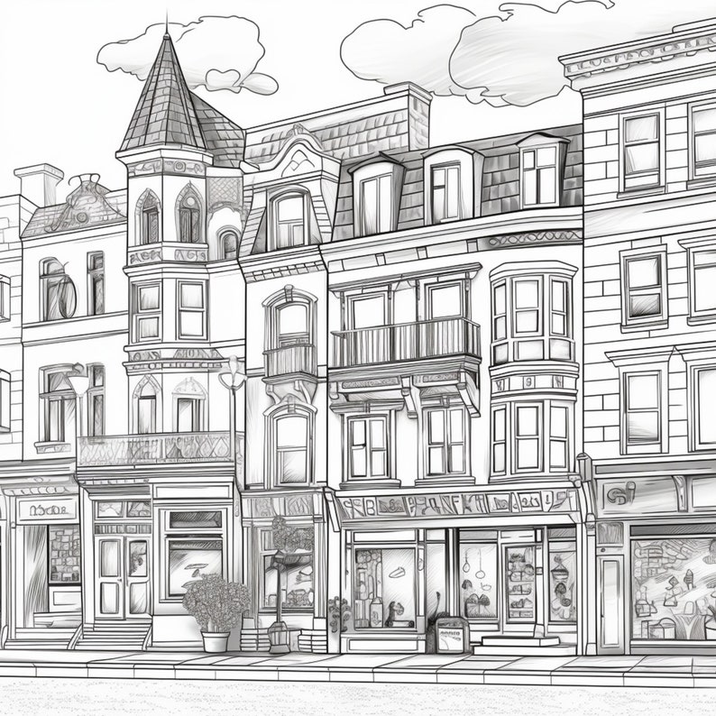 Architectural Wonders Coloring, Digital PDF Download, Building Art ...