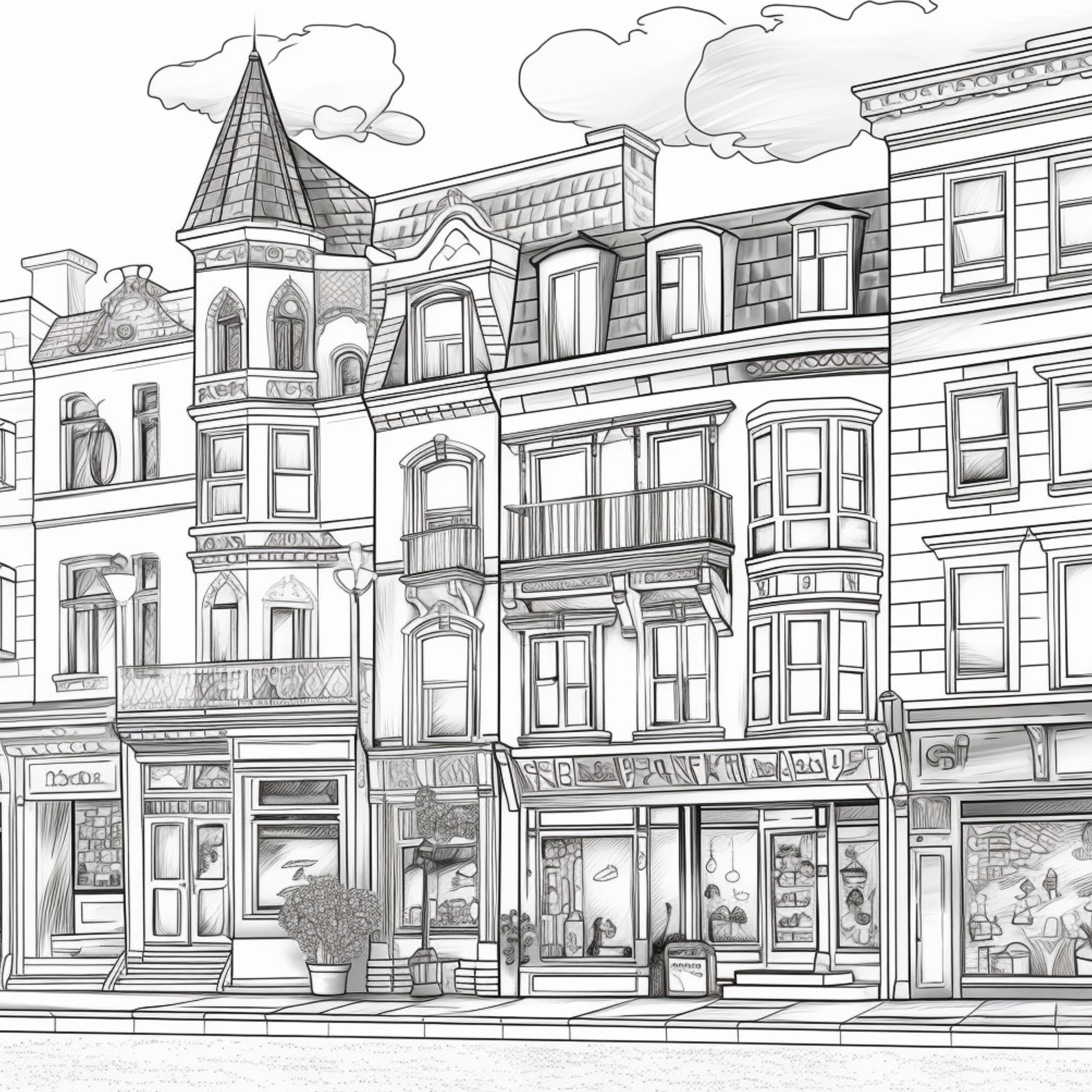 Architectural Wonders Coloring, Digital PDF Download, Building Art ...