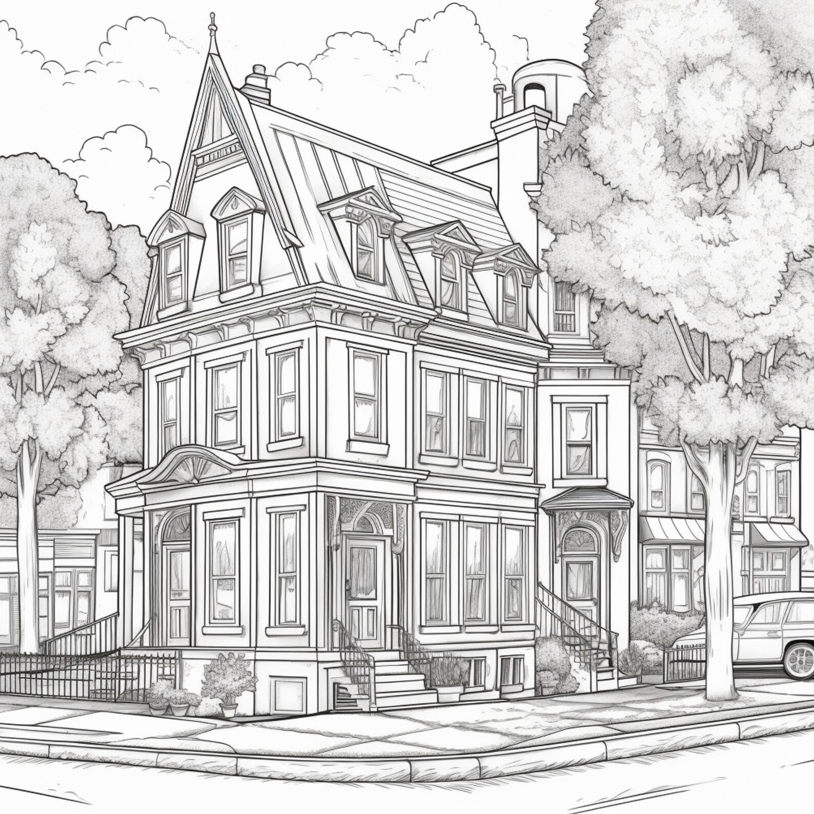 Architectural Wonders Coloring, Digital PDF Download, Building Art ...