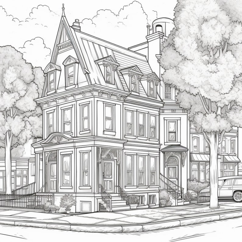 Architectural Wonders Coloring, Digital PDF Download, Building Art ...