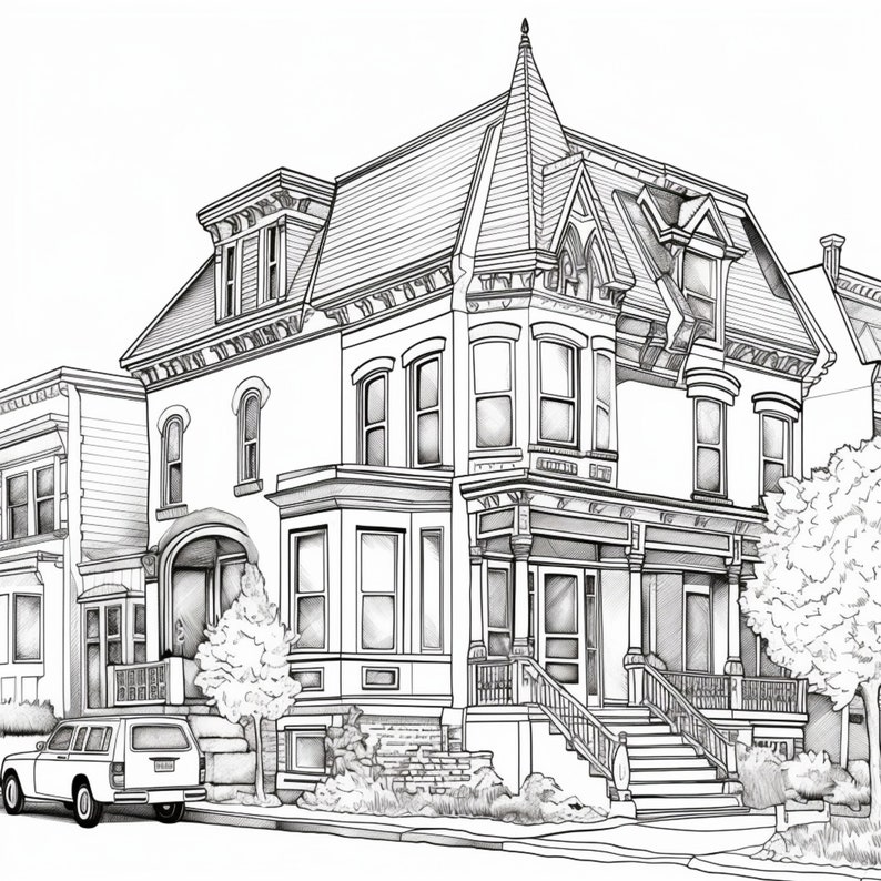 Architectural Wonders Coloring, Digital PDF Download, Building Art ...