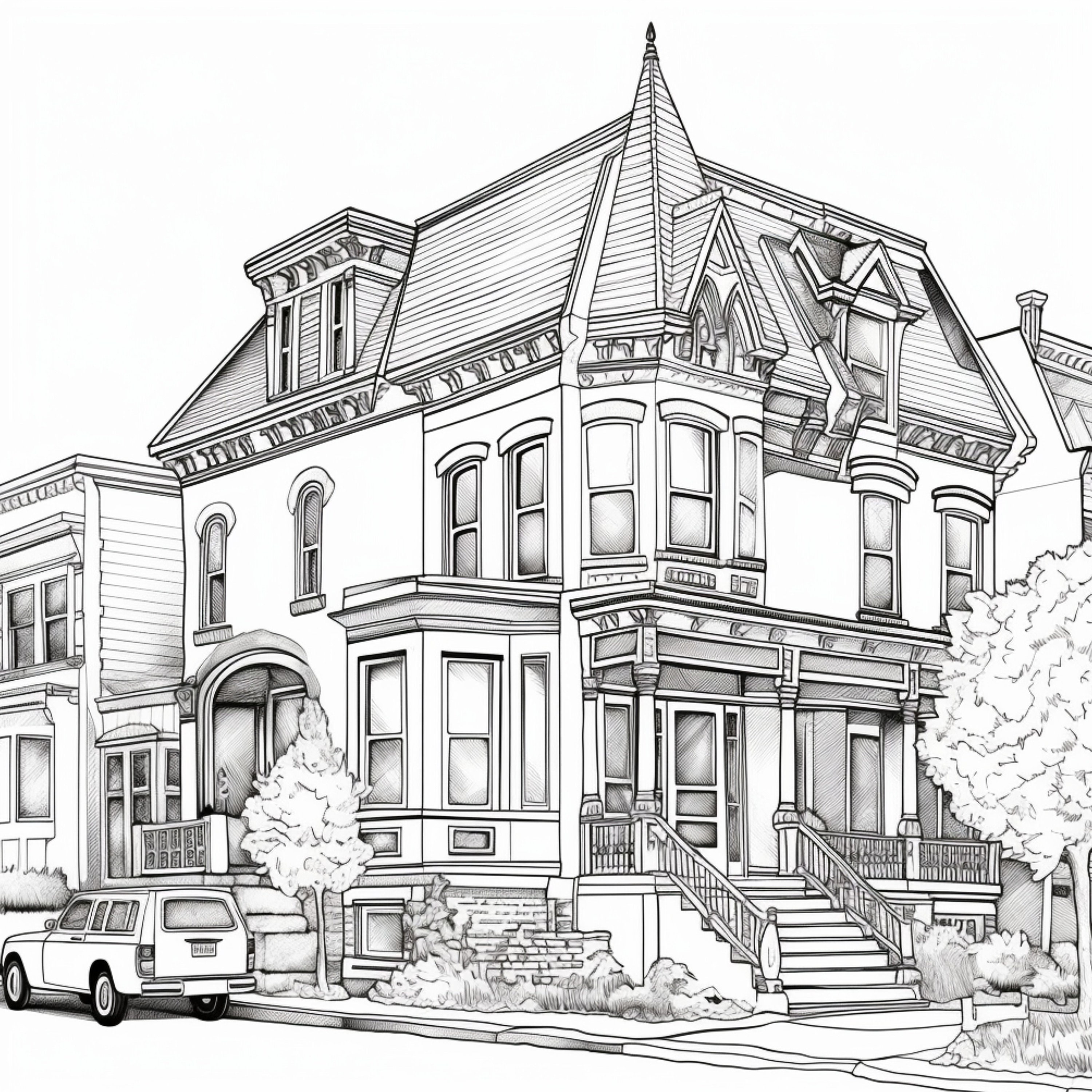 Architectural Wonders Coloring, Digital PDF Download, Building Art ...