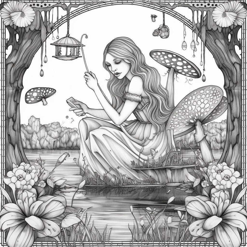 Enchanted Fairy Princess Coloring, Digital PDF Download, Magical Art ...