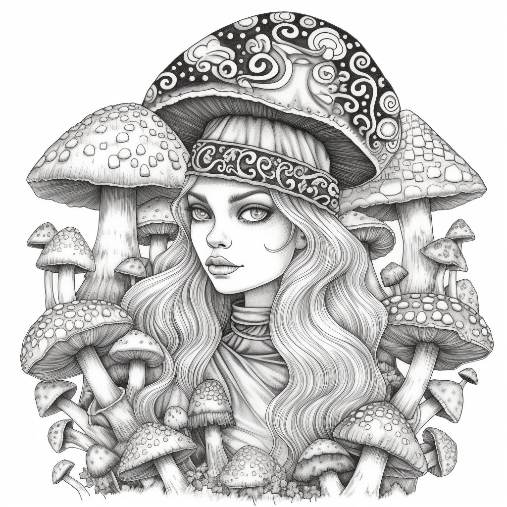 Fairy Tale Coloring, Mushroom Princess Pages, Digital PDF Download ...