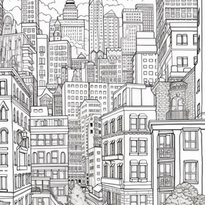 Metropolis Marvels Coloring, NYC Cityscapes, Adult Pages, Digital PDF ...