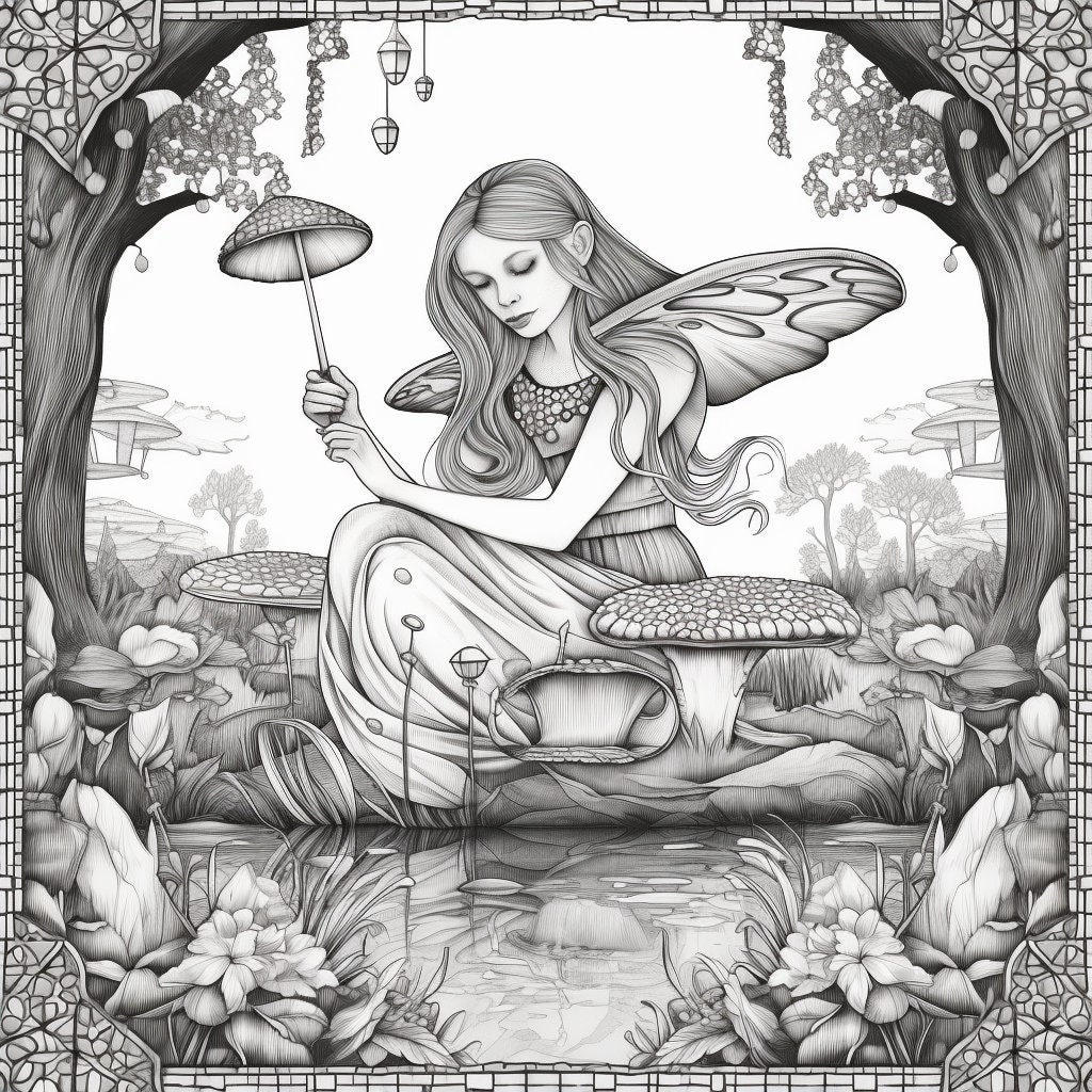 Enchanted Fairy Princess Coloring, Digital PDF Download, Magical Art ...