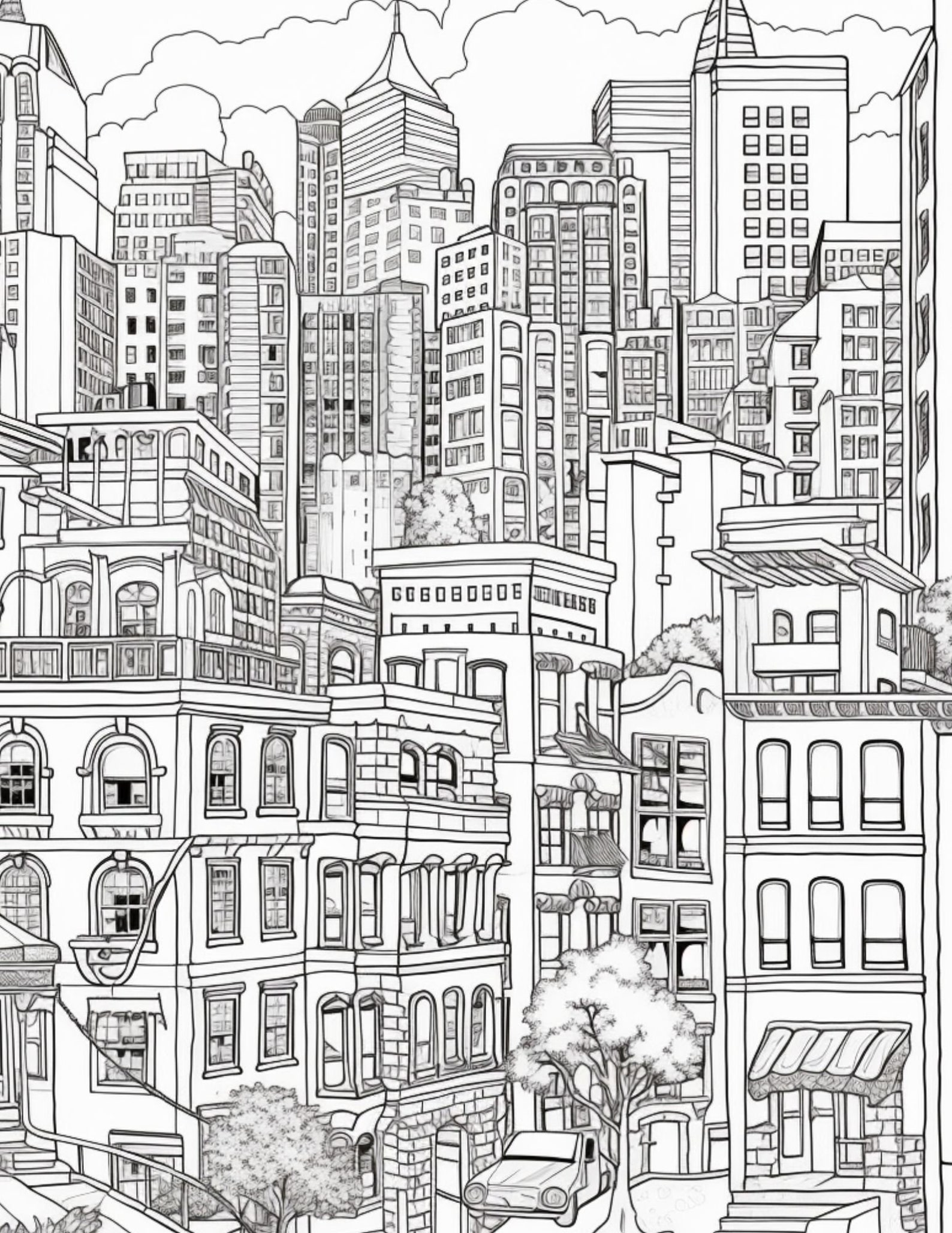 Metropolis Marvels Coloring, NYC Cityscapes, Adult Pages, Digital PDF ...