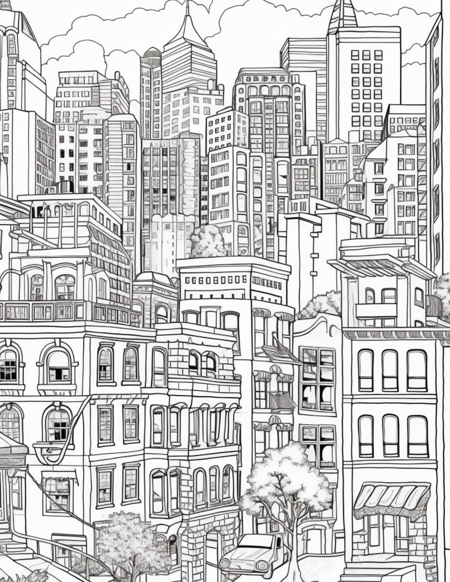 Metropolis Marvels Coloring, NYC Cityscapes, Adult Pages, Digital PDF ...