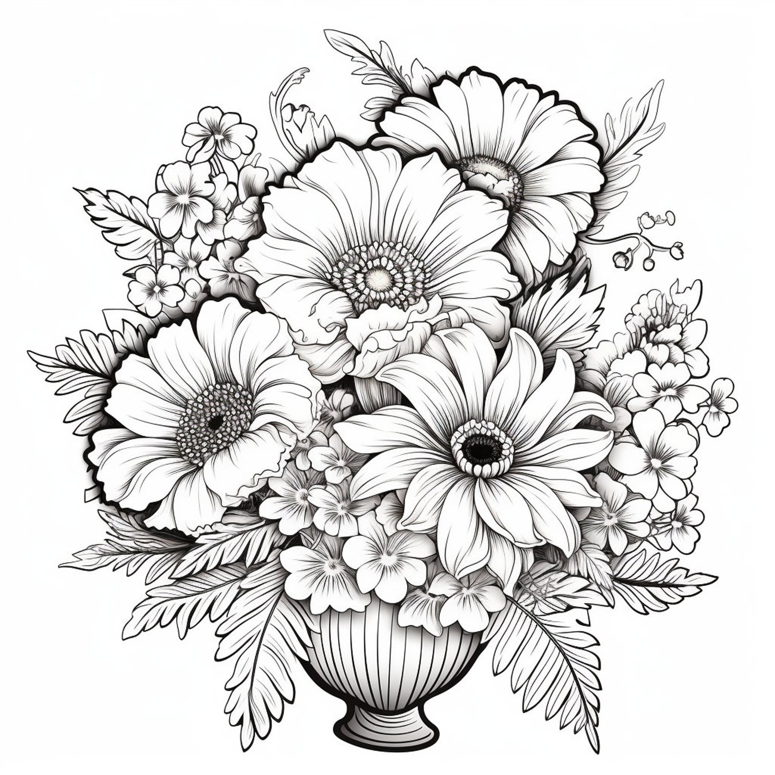 Floral Coloring Book, Exquisite Bouquets PDF, Digital Download ...