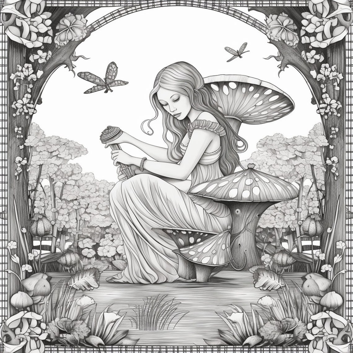 Enchanted Fairy Princess Coloring, Digital PDF Download, Magical Art ...