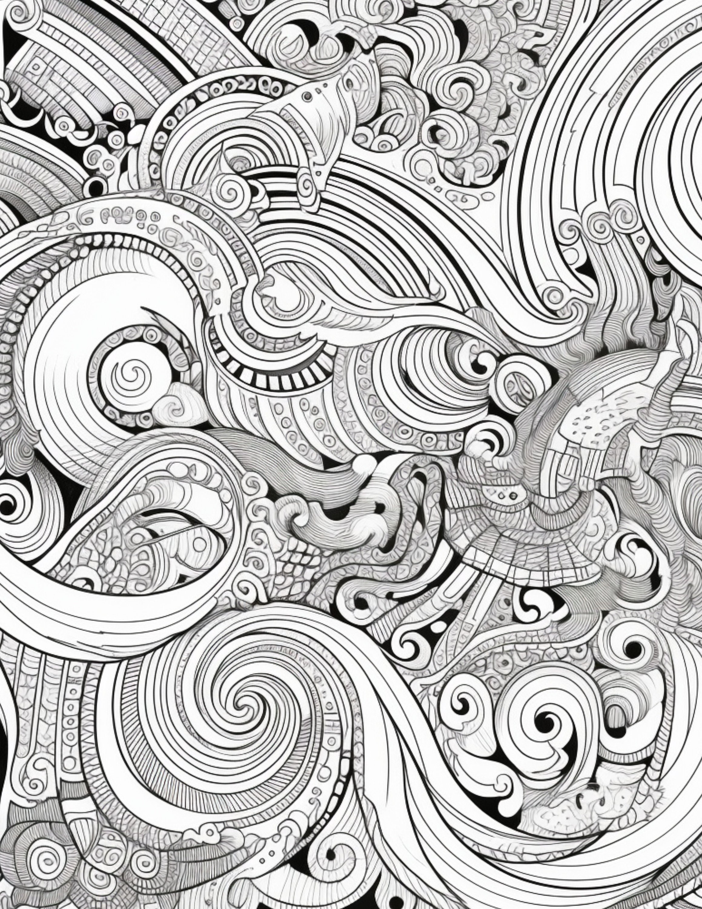 Unleash Your Creativity: Abstract Harmony Coloring, Digital PDF ...