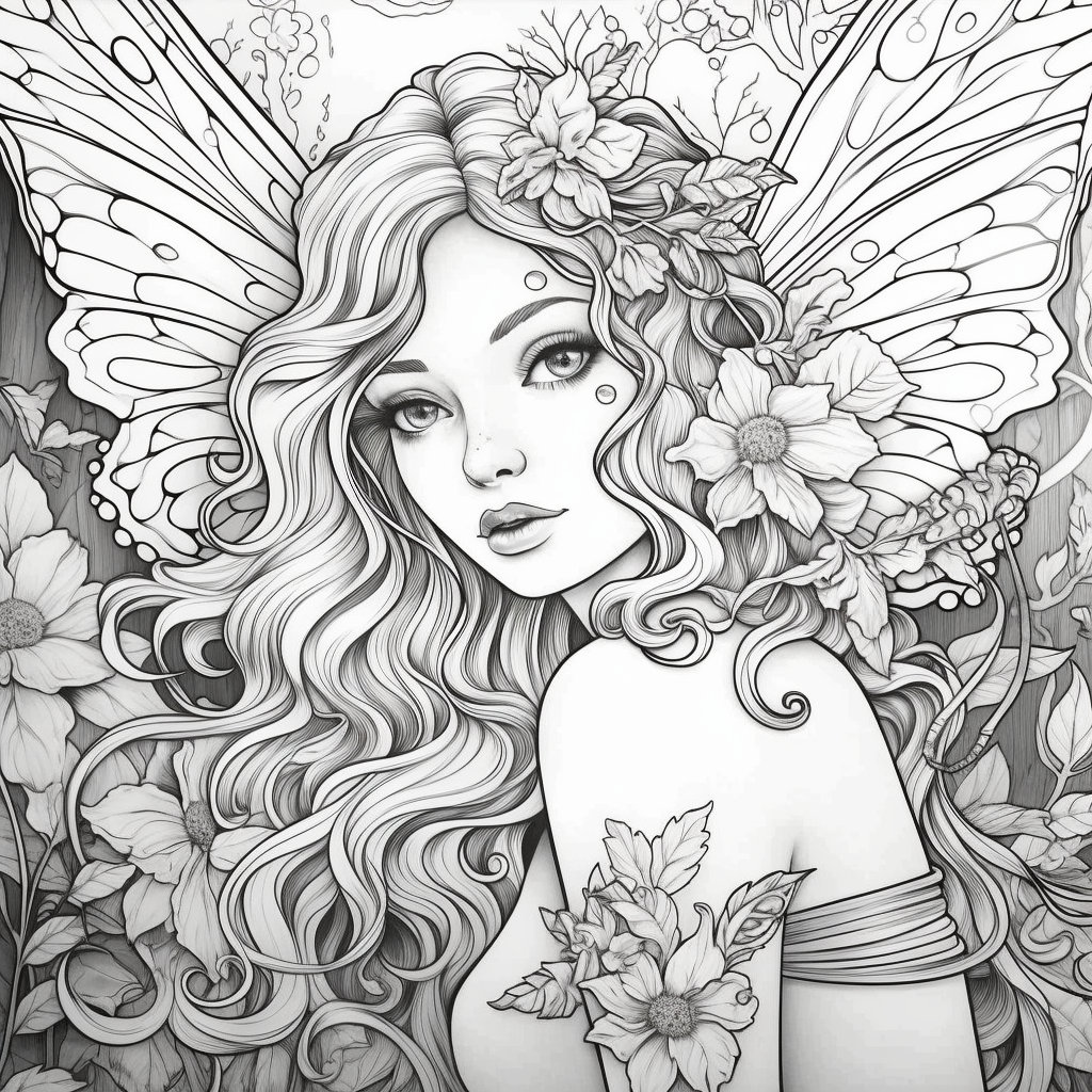 Fairy Butterfly Princesses Coloring, 17 Whimsical Pages, Magical ...