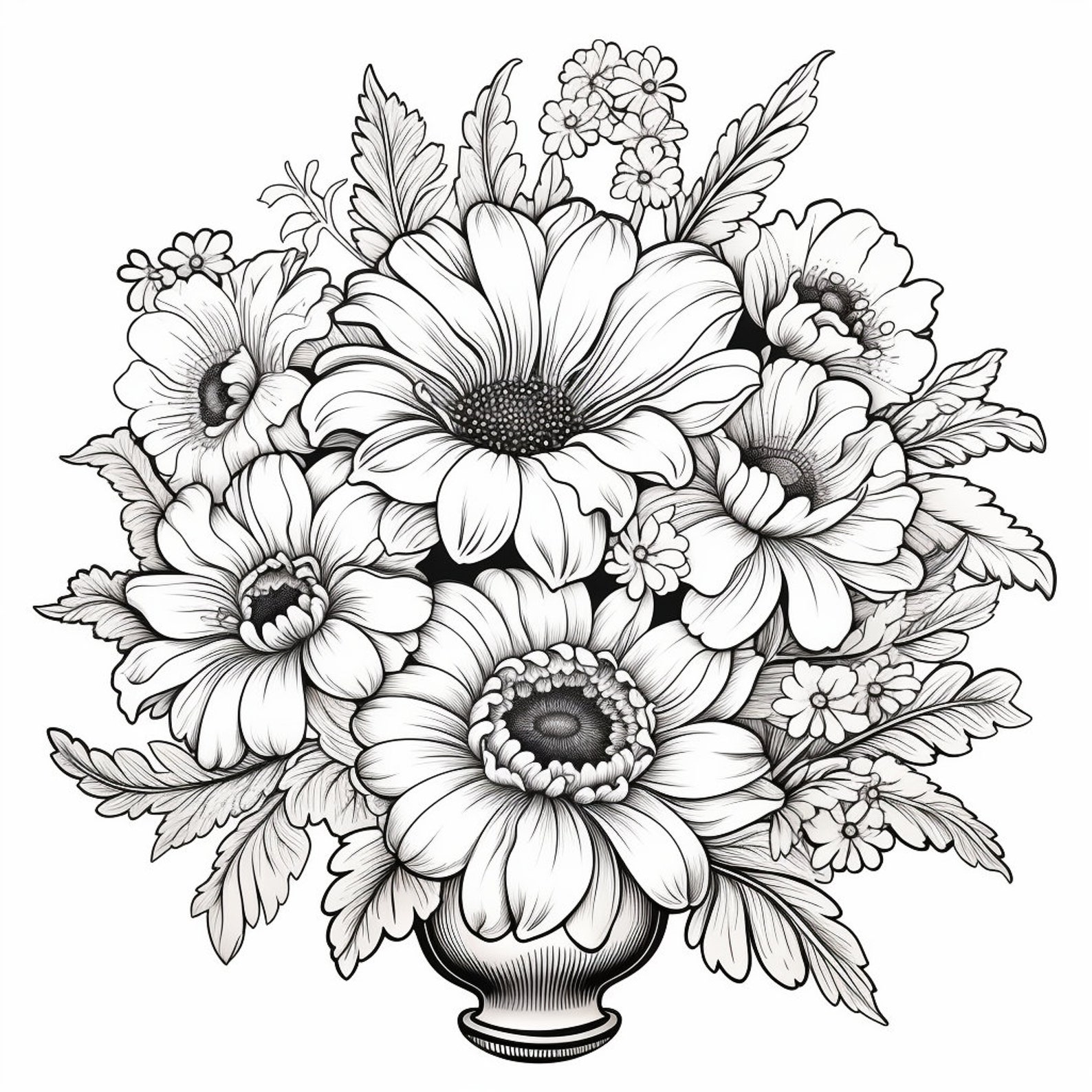 Floral Coloring Book, Exquisite Bouquets PDF, Digital Download ...