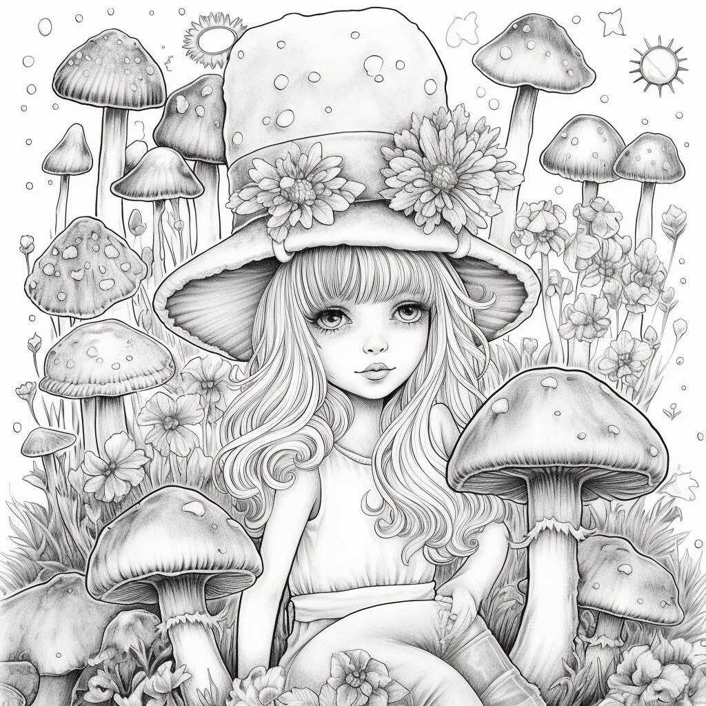 Fairy Mushroom Princess Coloring, Adult Book, Digital PDF Download ...