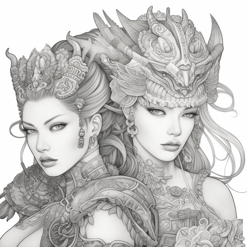 Magna Women Coloring, 17 Powerful Female Pages, Dynamic Character Art ...