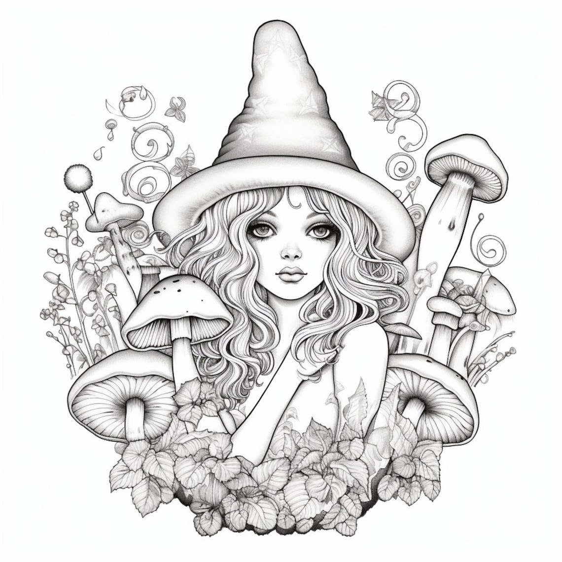 Fairy Mushroom Princess Coloring, Adult Book, Digital PDF Download ...