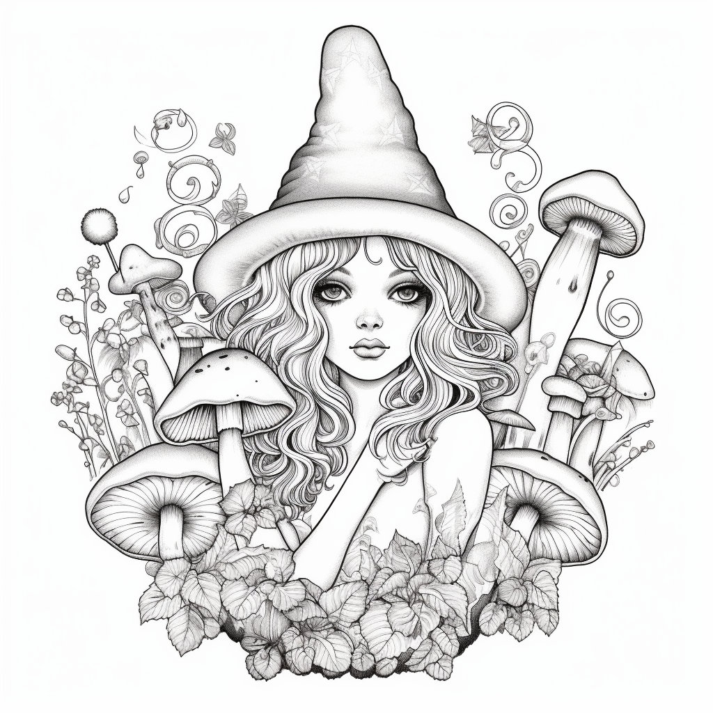 Fairy Mushroom Princess Coloring, Adult Book, Digital PDF Download ...
