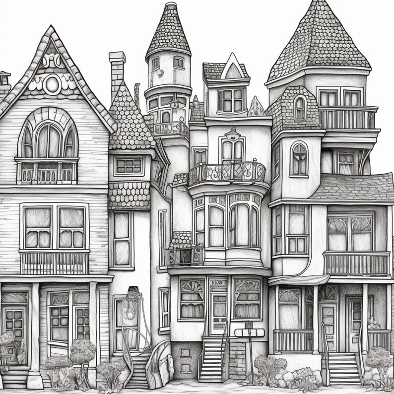 Architectural Wonders Coloring, Digital PDF Download, Building Art ...