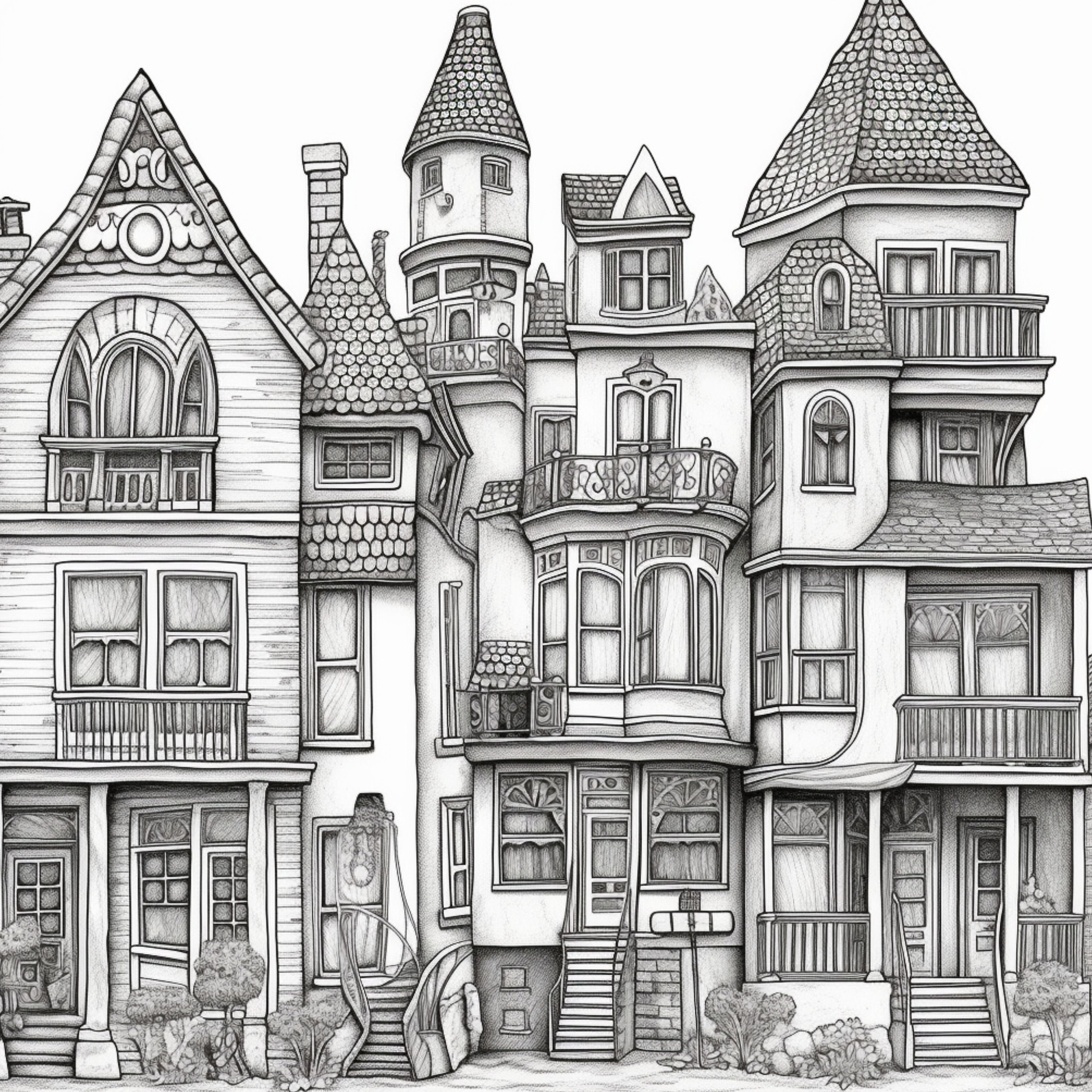 Architectural Wonders Coloring, Digital PDF Download, Building Art ...