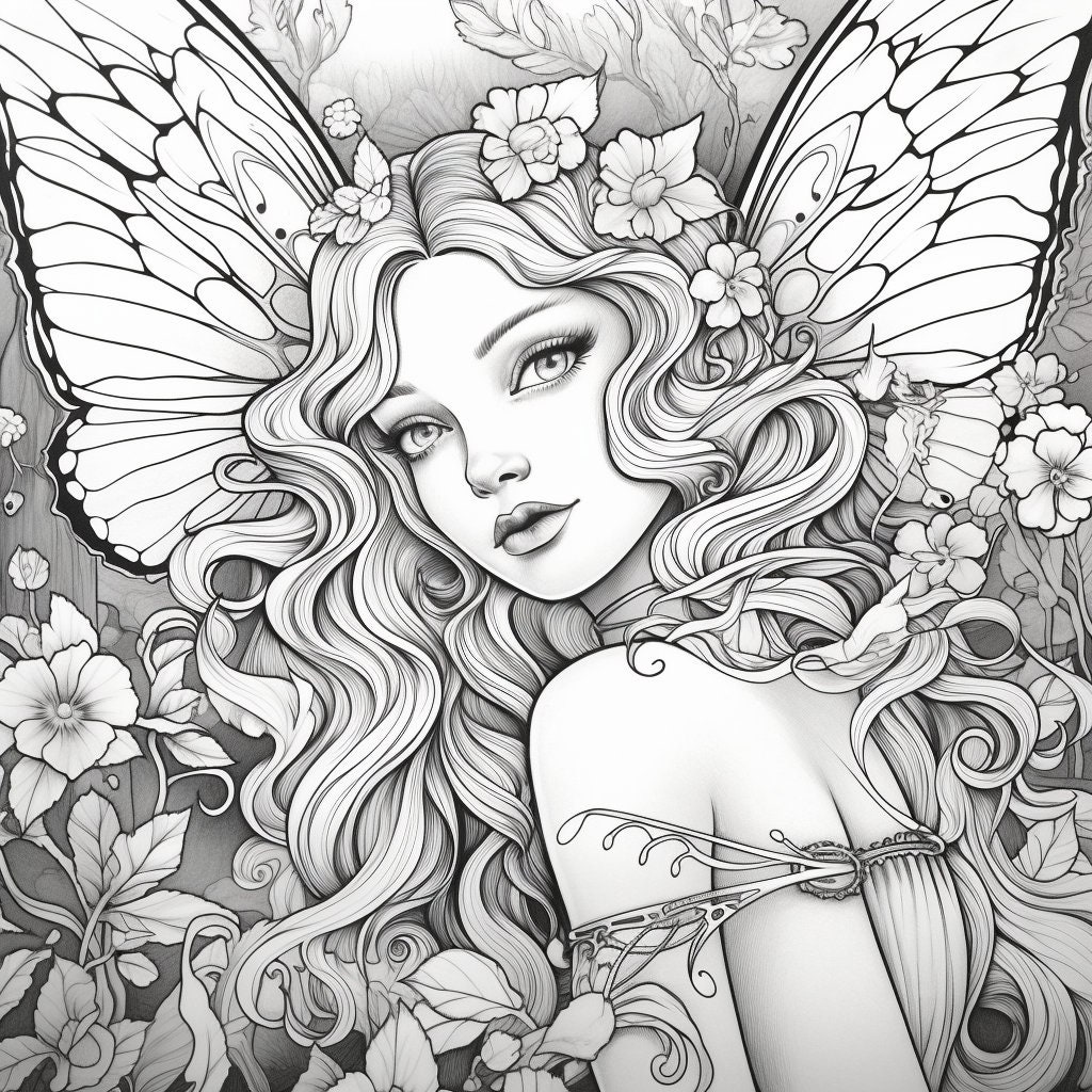 Fairy Butterfly Princesses Coloring, 17 Whimsical Pages, Magical ...