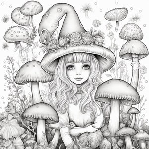 Fairy Mushroom Princess Coloring, Adult Book, Digital PDF Download ...