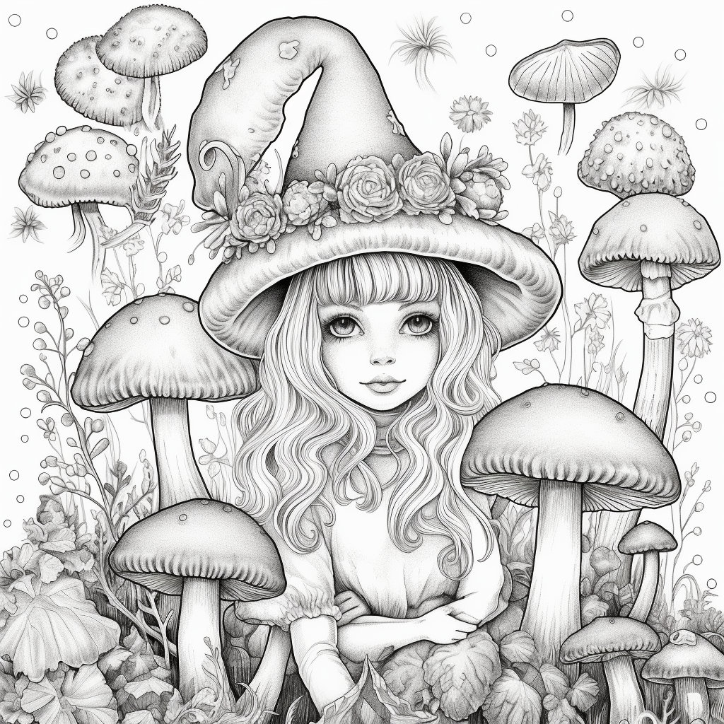 Fairy Mushroom Princess Coloring, Adult Book, Digital PDF Download ...