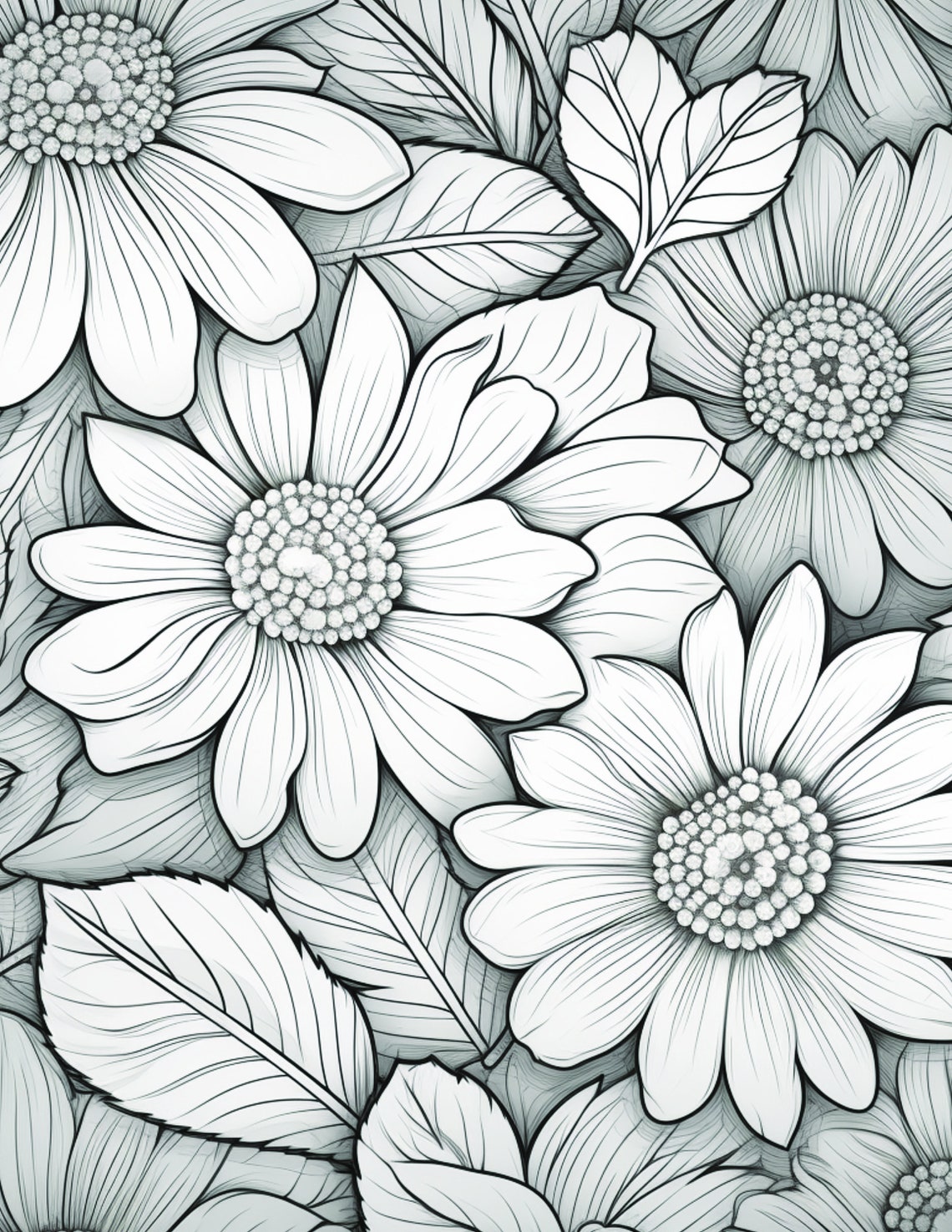 Flower Adult Coloring Book, Digital PDF Download, Botanical Art Pages ...
