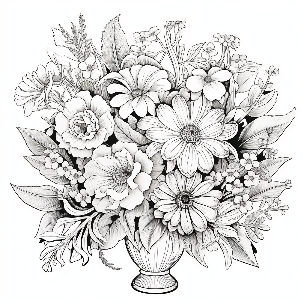 Floral Coloring Book, Exquisite Bouquets PDF, Digital Download ...