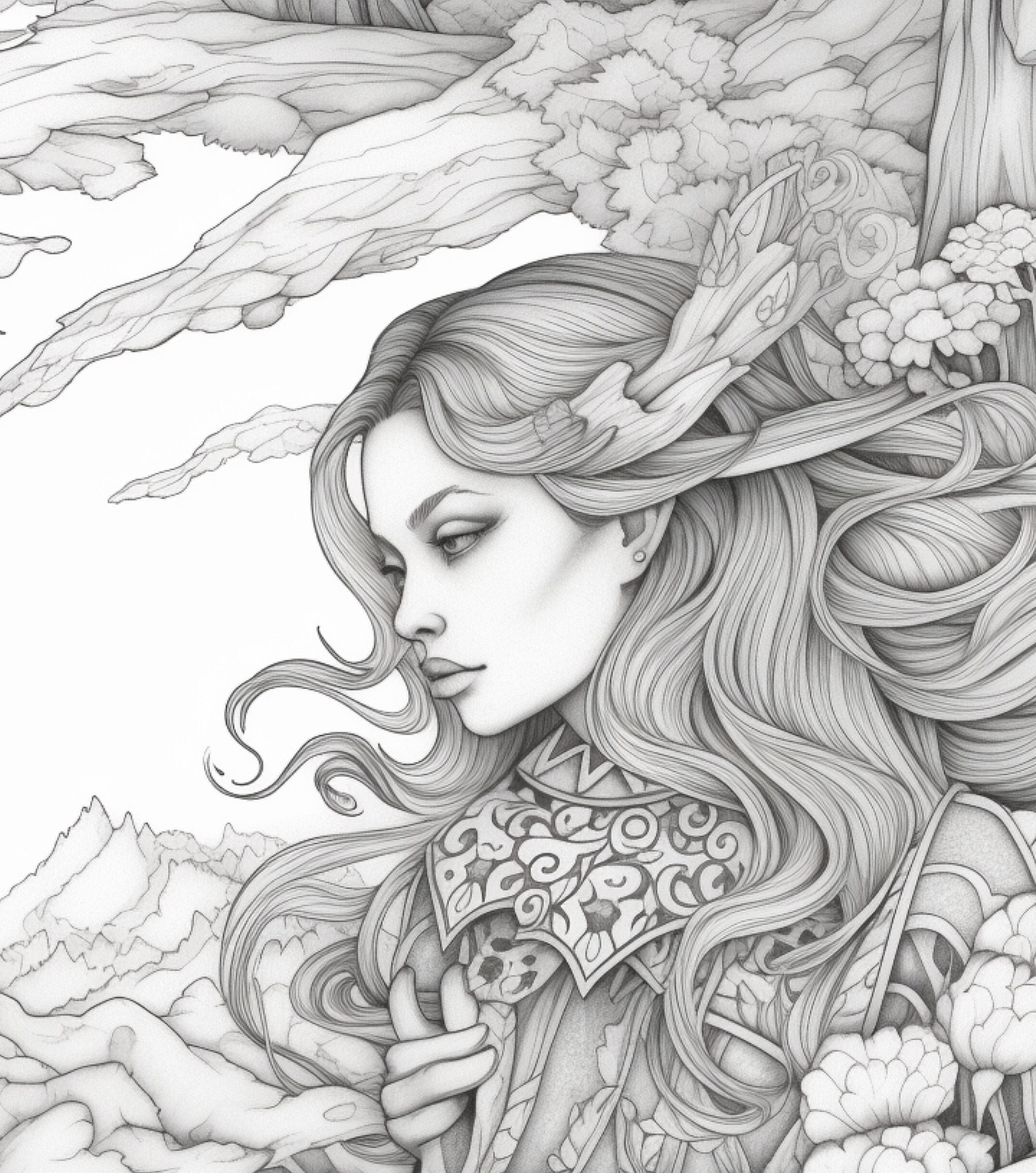 Woodland Princess Coloring, Adult Book Part 1, Forest Theme Pages ...