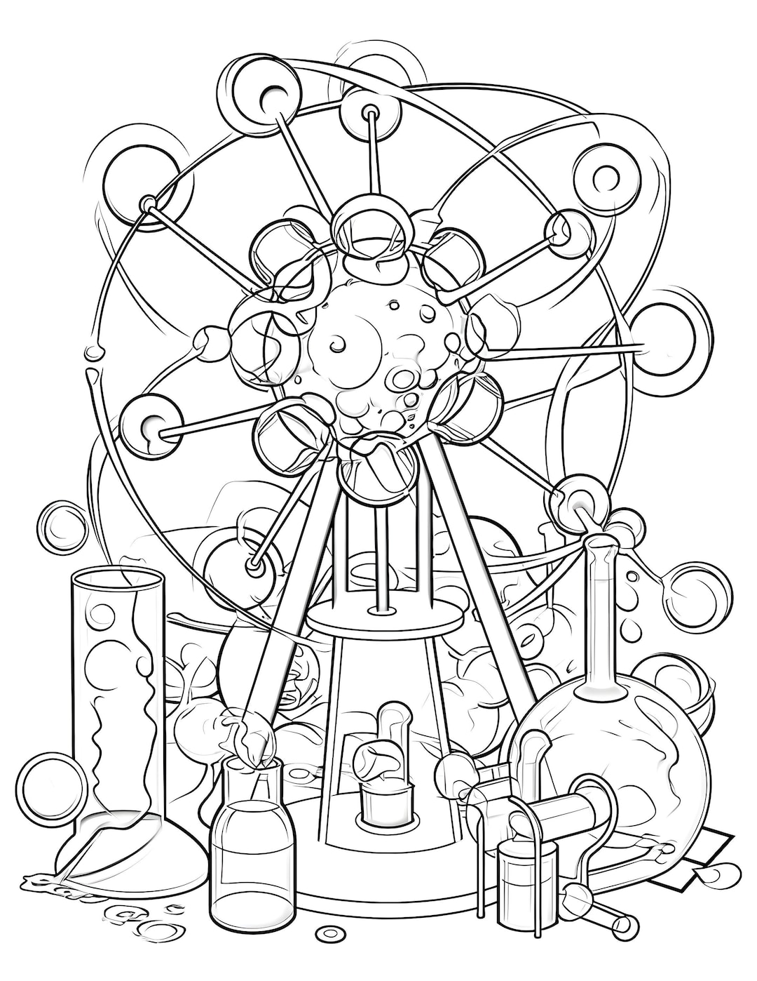 Science Themed Coloring Page - Etsy