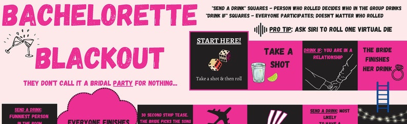 BACHELORETTE BLACKOUT Party Game, Bachelorette Party, Bridal Party ...